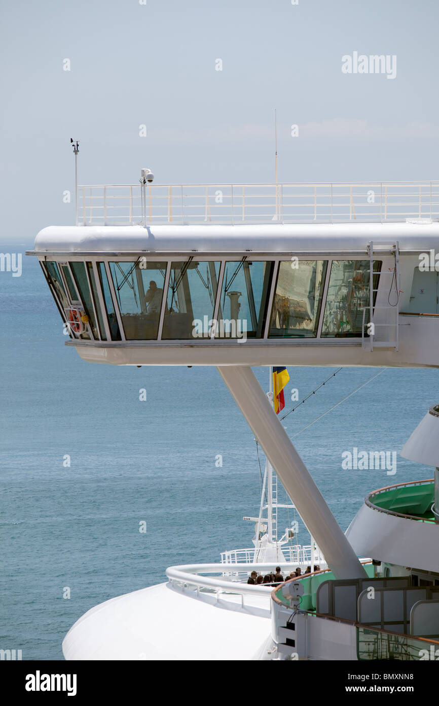 Deck Officer on watch on the Port bridge wing of the P&O liner Azura ...