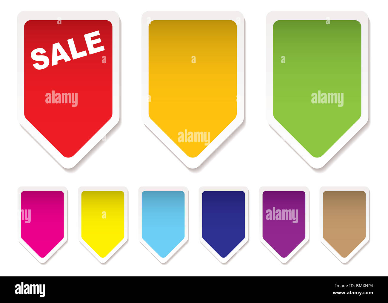 Collection of brightly coloured price tag icons blank Stock Photo - Alamy