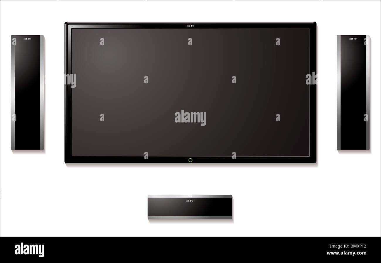 Modern flat screen tft television with surround sound speakers Stock ...