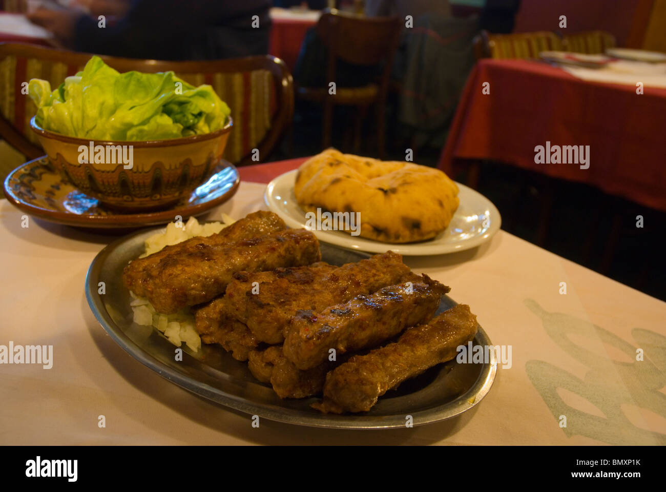 Cevapcici meal in a kafana a traditional Serbian restaurant "Herceg ...