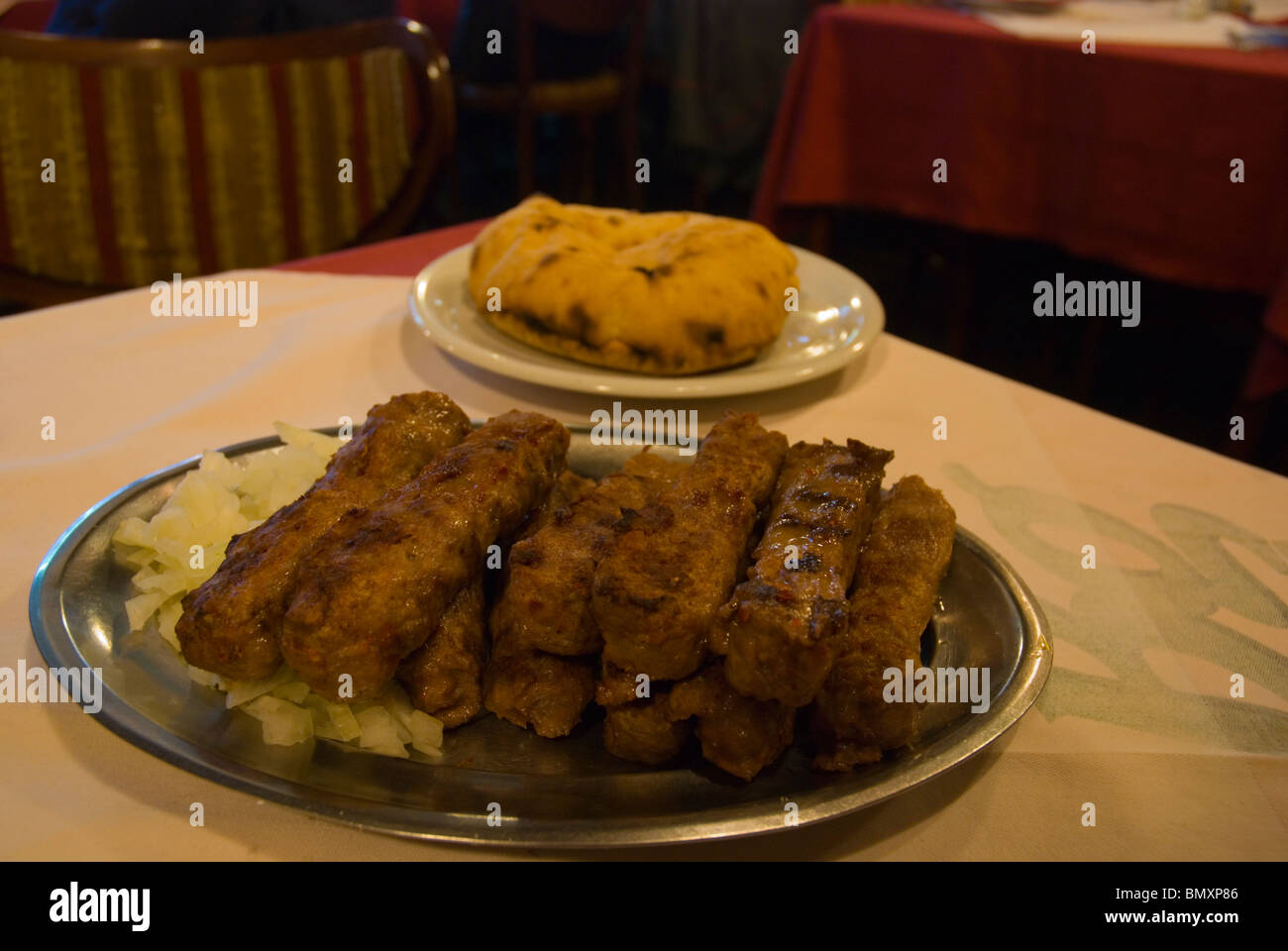 Cevapcici meal in a kafana a traditional Serbian restaurant "Herceg ...