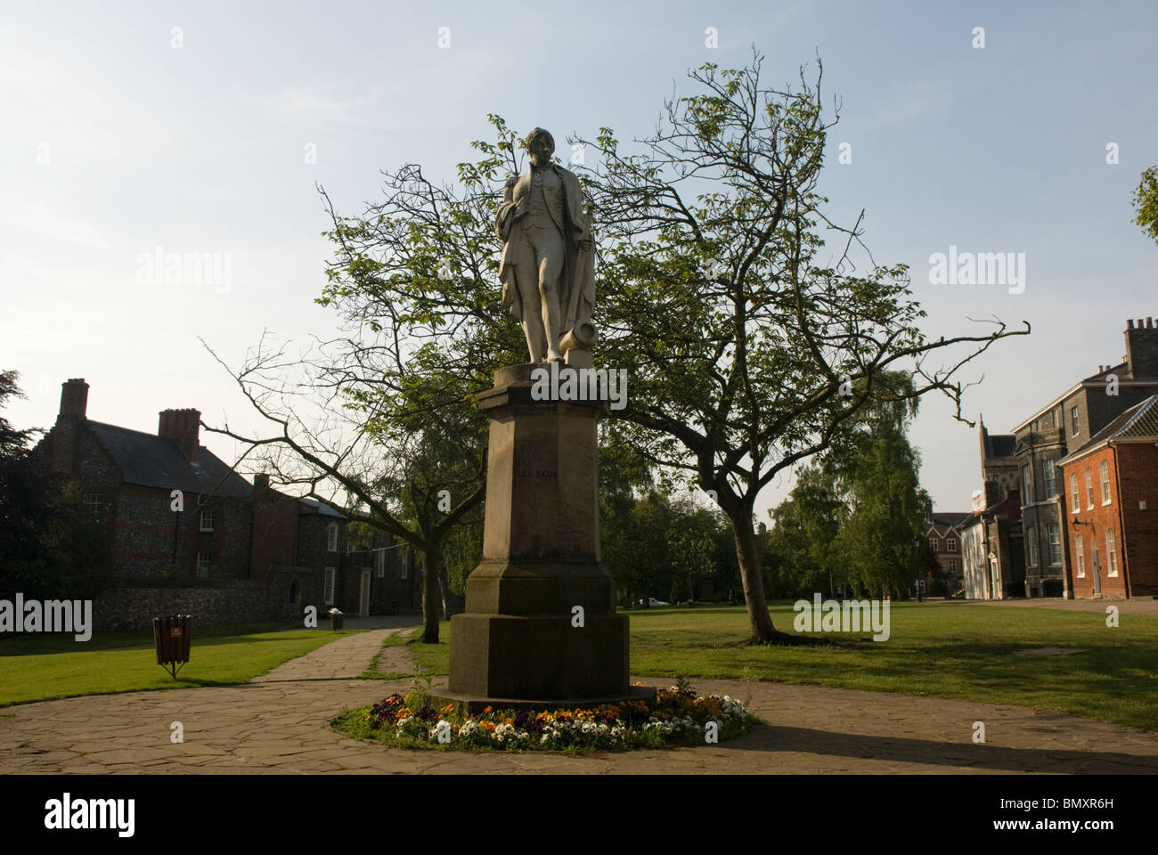 Statue of Admiral Nelson, outside Norwich Cathedral, Norwich, Norfolk ...