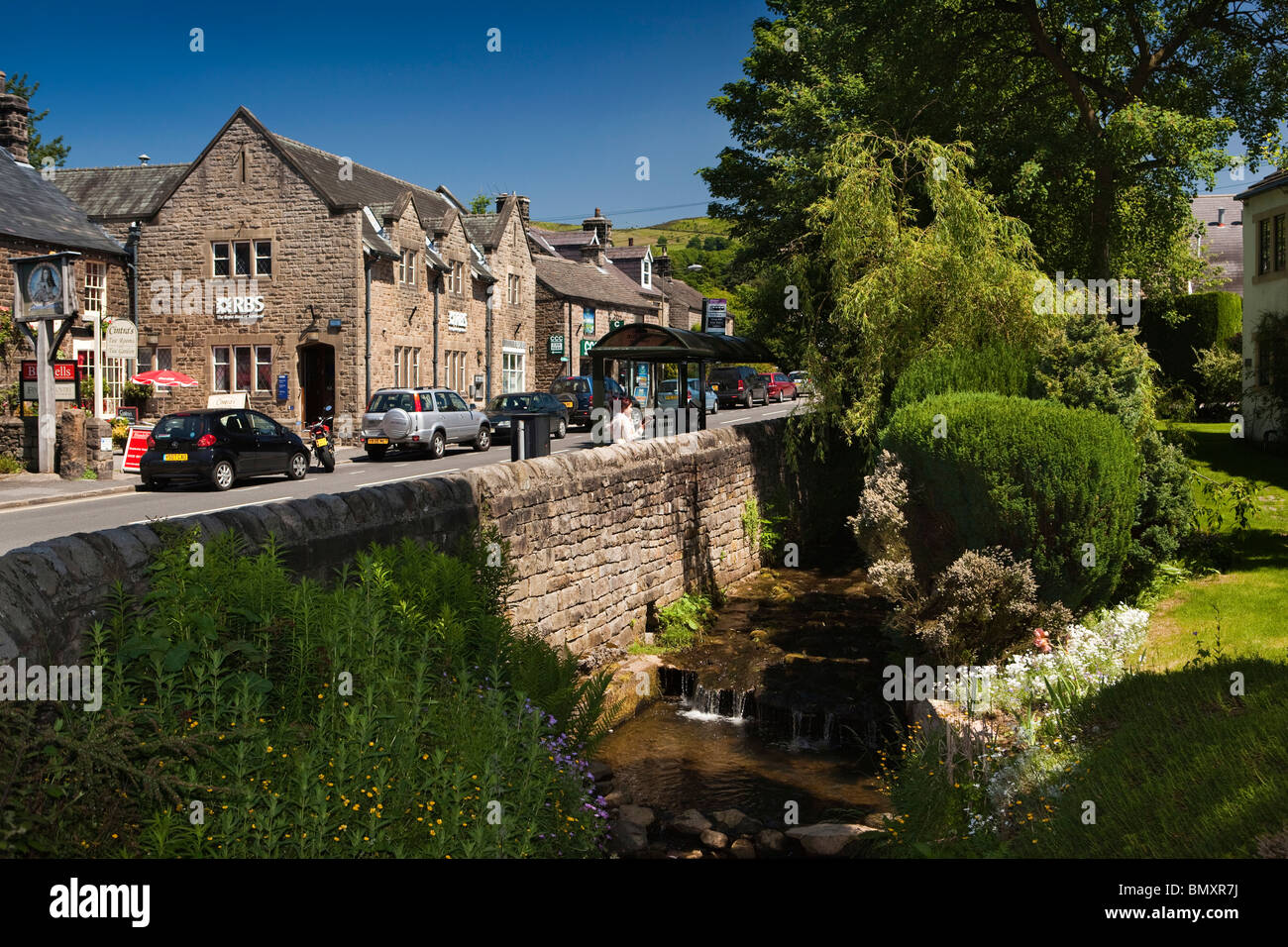 UK, England, Derbyshire, Peak District, Hathersage, Main Street Stock ...