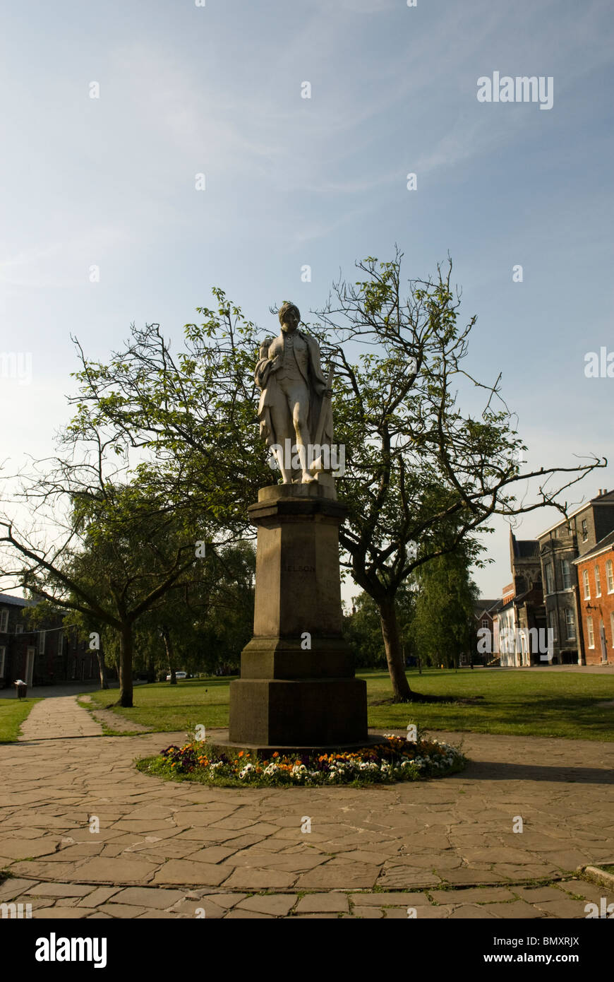 Statue of Admiral Nelson, outside Norwich Cathedral, Norwich, Norfolk ...