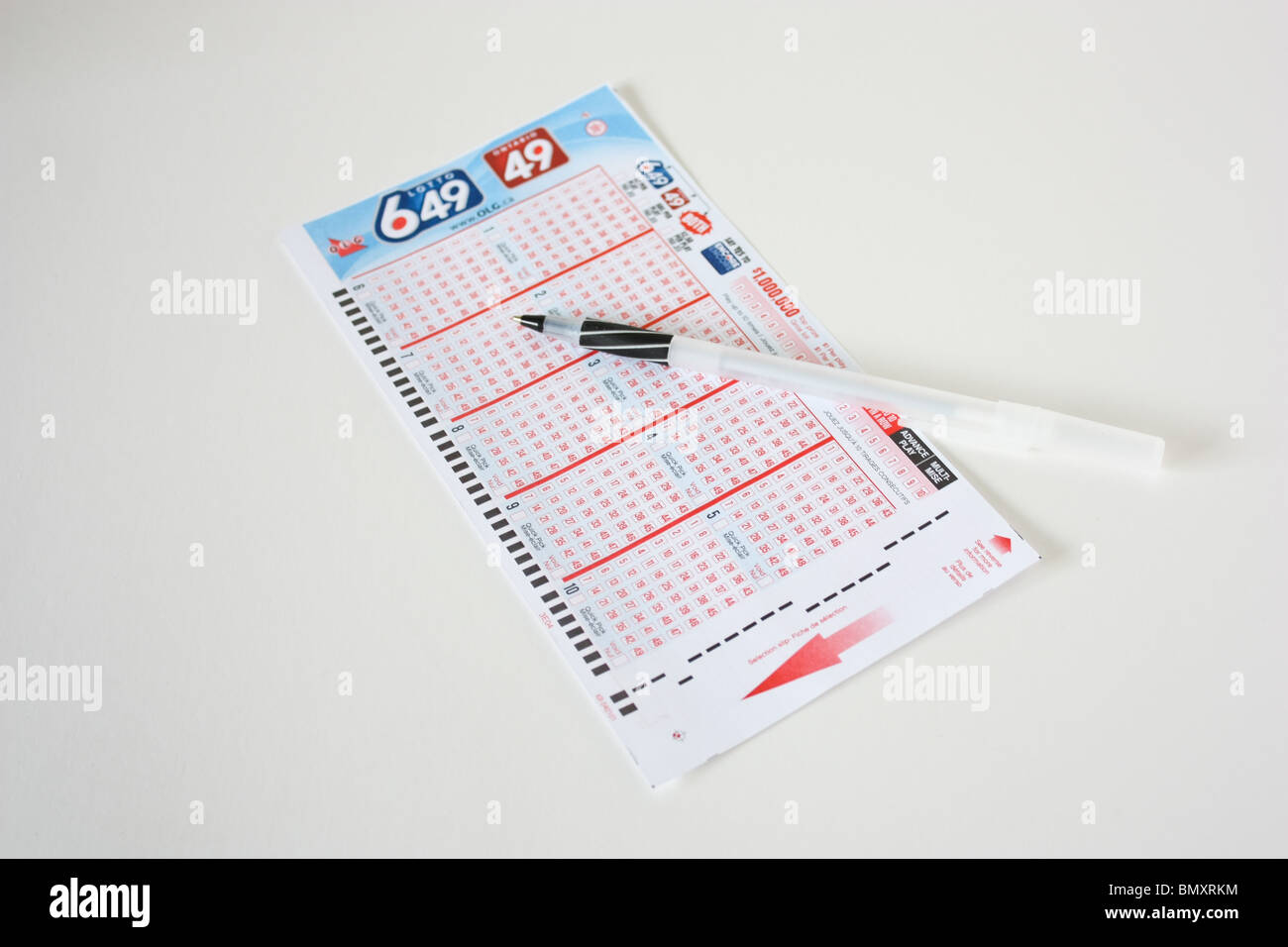 lottery game ticket 649 pen Stock Photo - Alamy