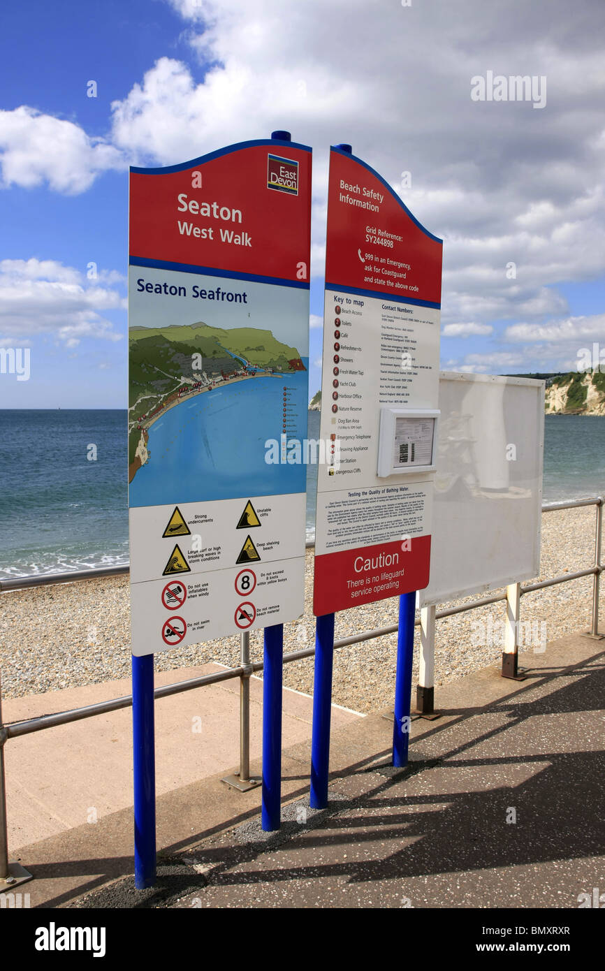 Seafront Map and information board at Seaton in Devon England Stock ...