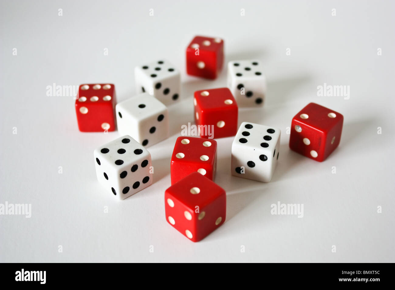 white red dice dices Stock Photo - Alamy