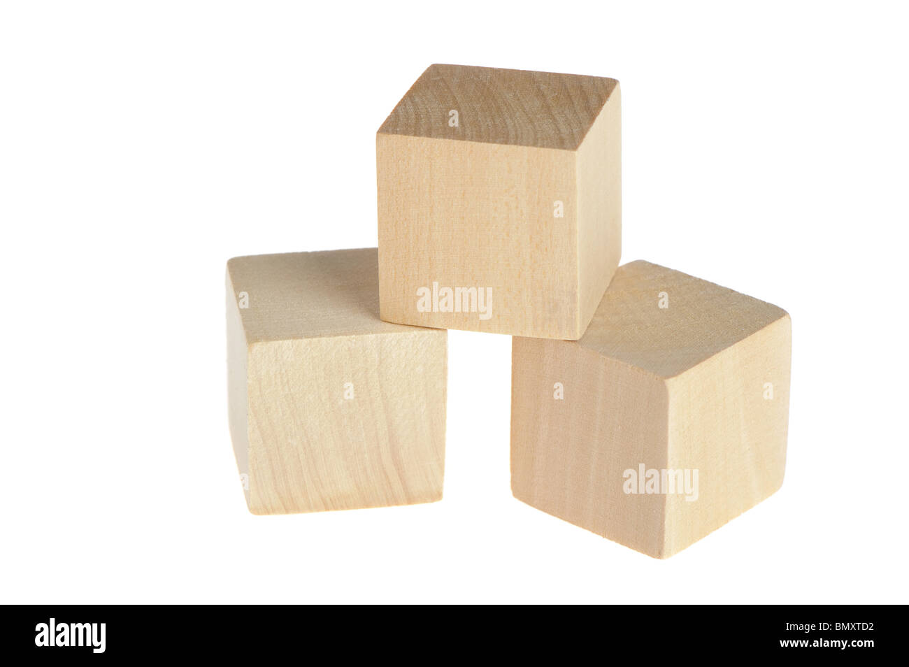 construction from wooden cubes. It is isolated on a white background ...