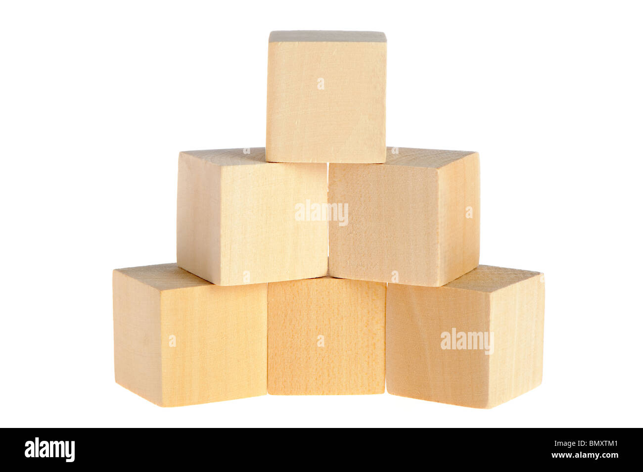 construction from wooden cubes. It is isolated on a white background ...
