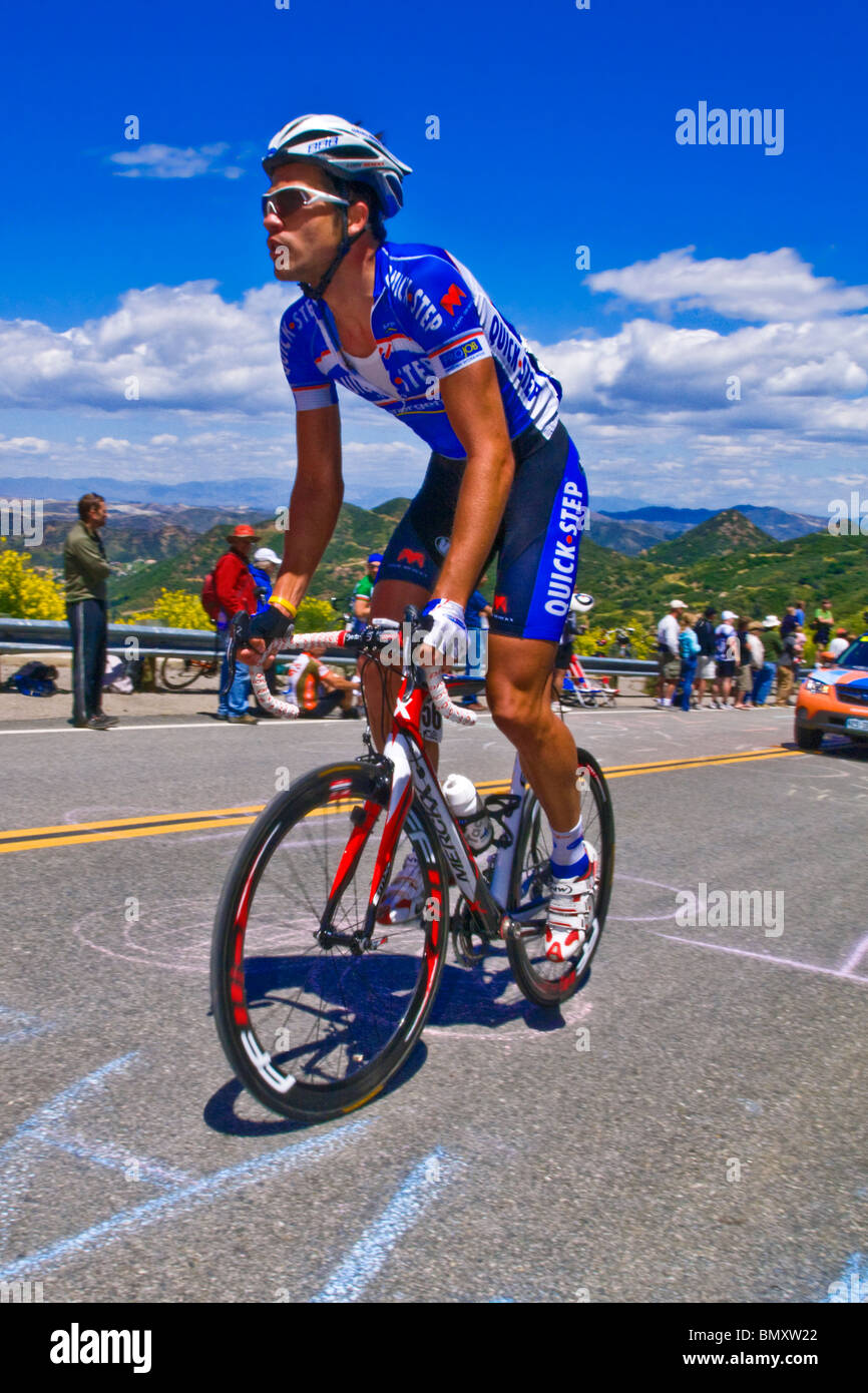 Professional cyclist and spectators at the Amgen Tour of California ...
