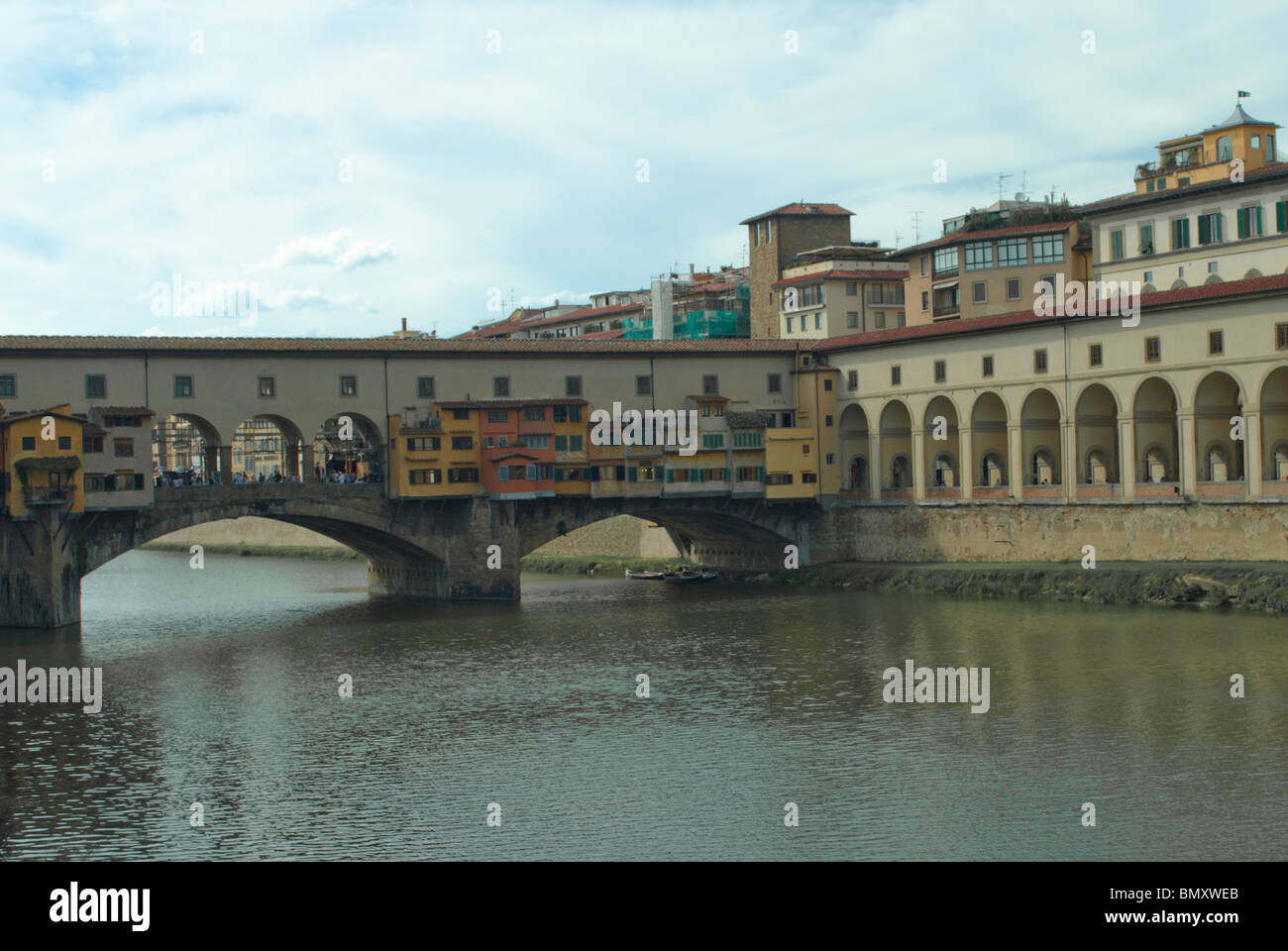 Old bridge (Ponte Vecchio) in Florence, Italy. - The oldest of six ...