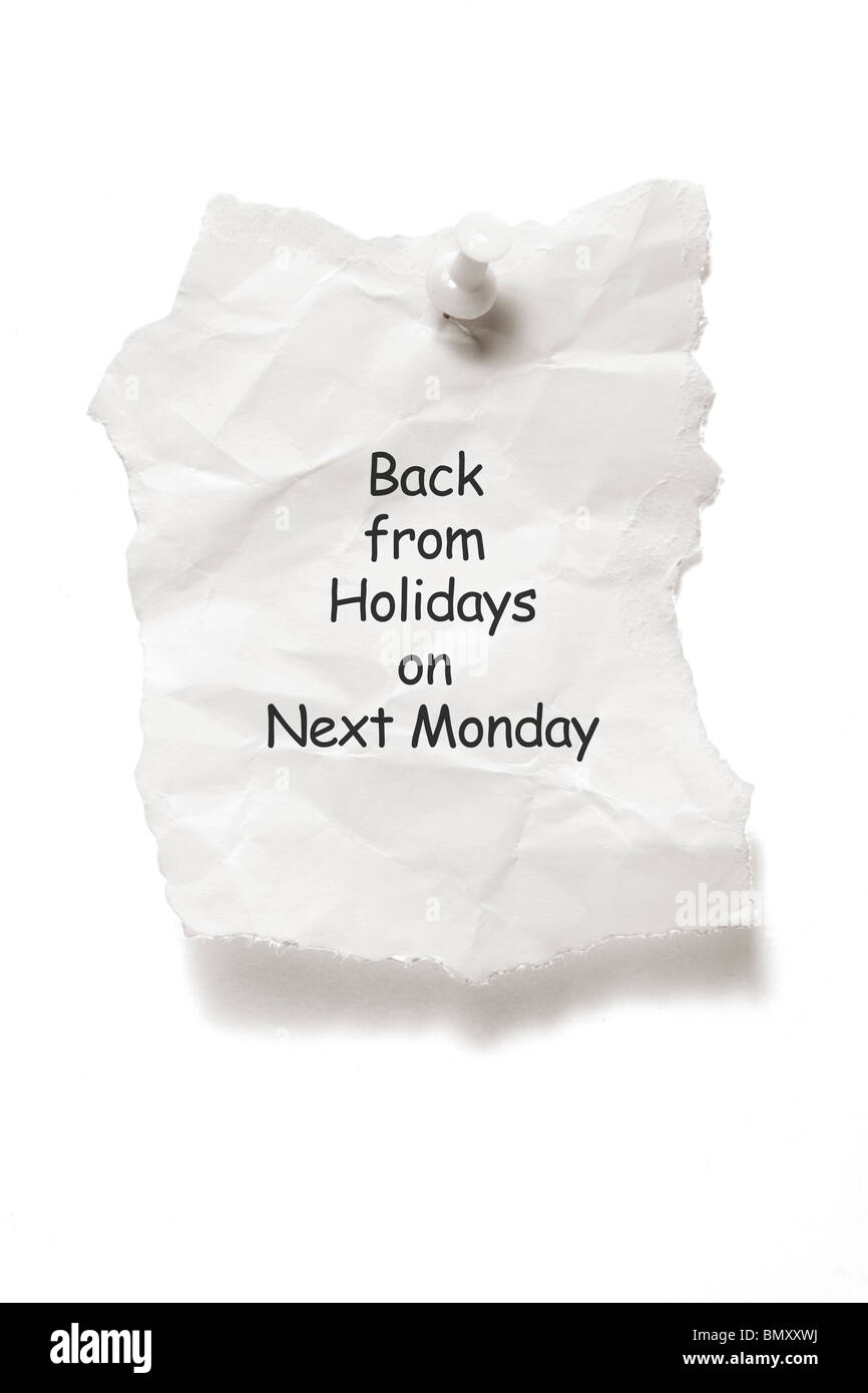 Torn Paper with Pushpin and Message Stock Photo - Alamy