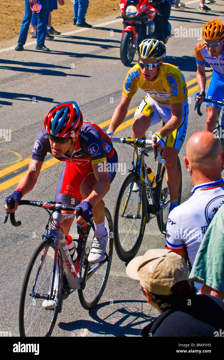 Professional cyclists and spectators at the Amgen Tour of California ...