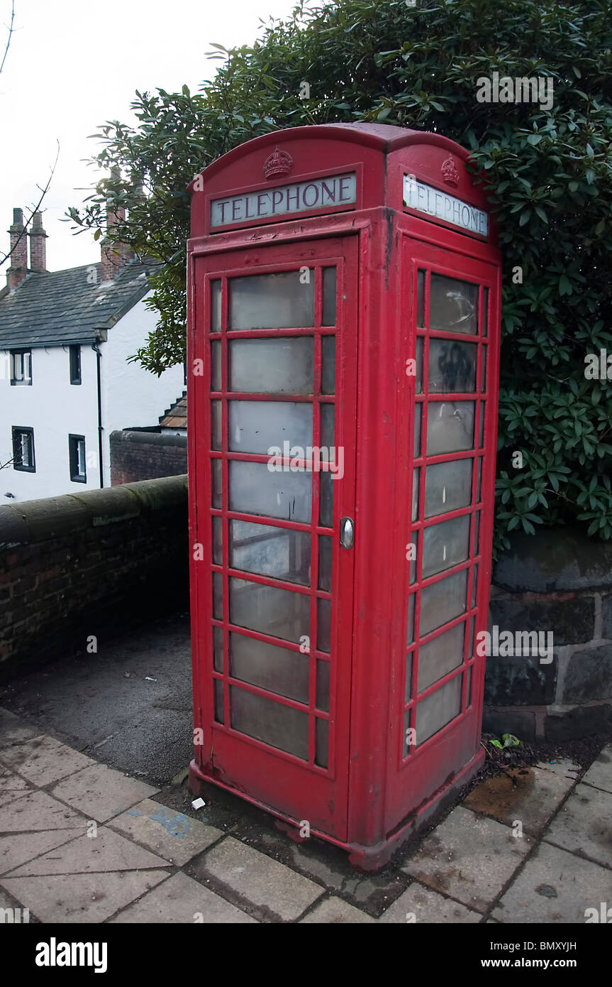 An original english red telephone box in Worsley, Manchester Stock ...