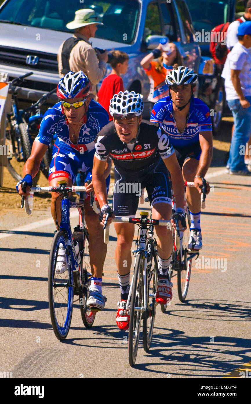 Professional cyclists and spectators at the Amgen Tour of California ...