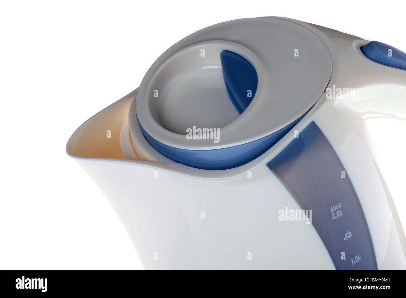 object on white - plastic tea kettle Stock Photo - Alamy