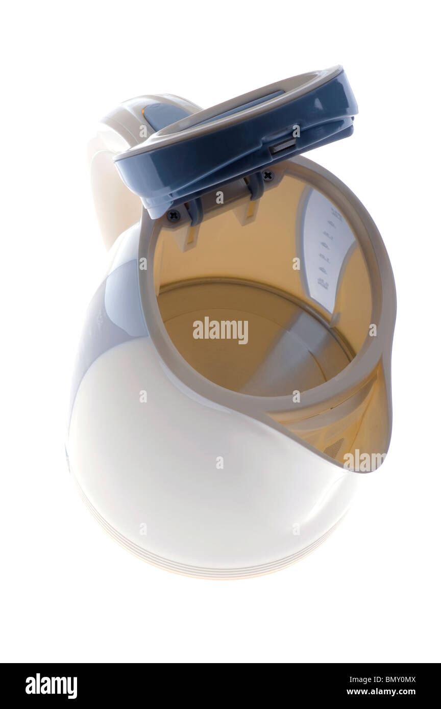 object on white - plastic tea kettle Stock Photo - Alamy