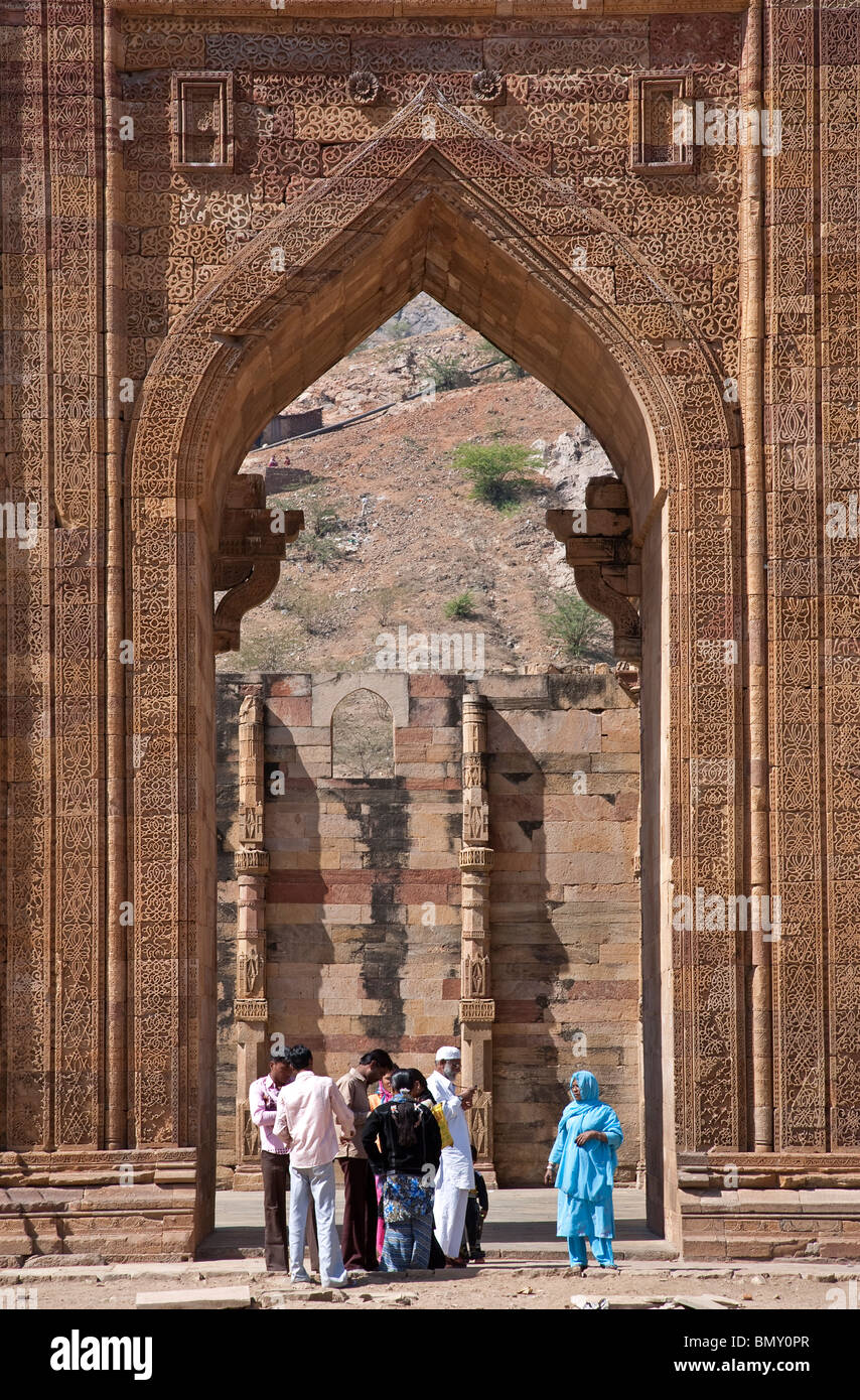 Indian people at Adhai-din-ka-Jhonpra mosque. Ajmer. Rajasthan. India ...