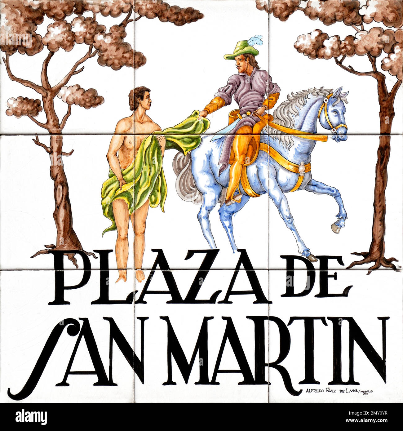 Madrid, Spain. Traditional Tiled Street Sign. Plaza de San Martin (by ...