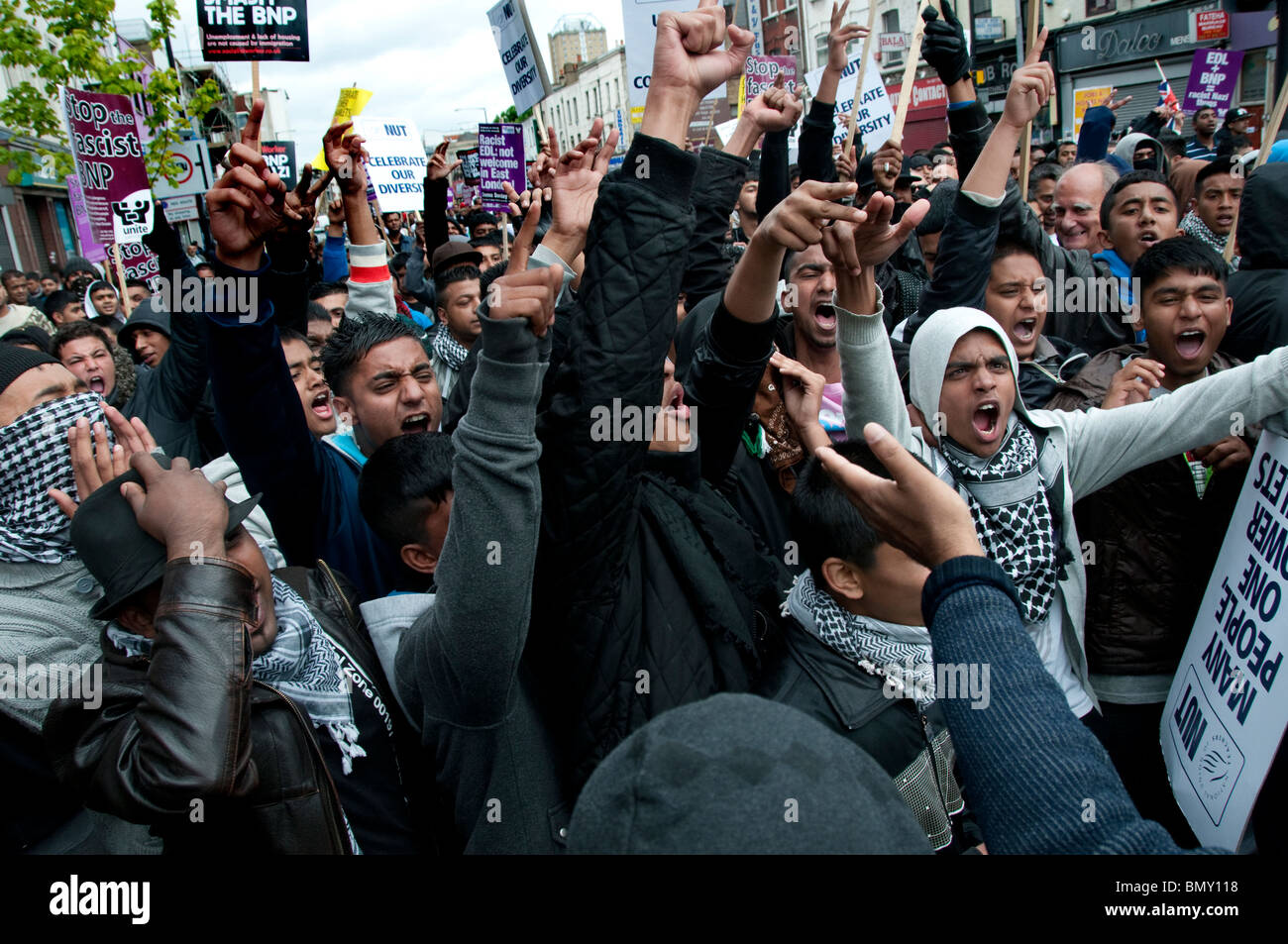 East End London march and protest against racism and fascism Stock ...