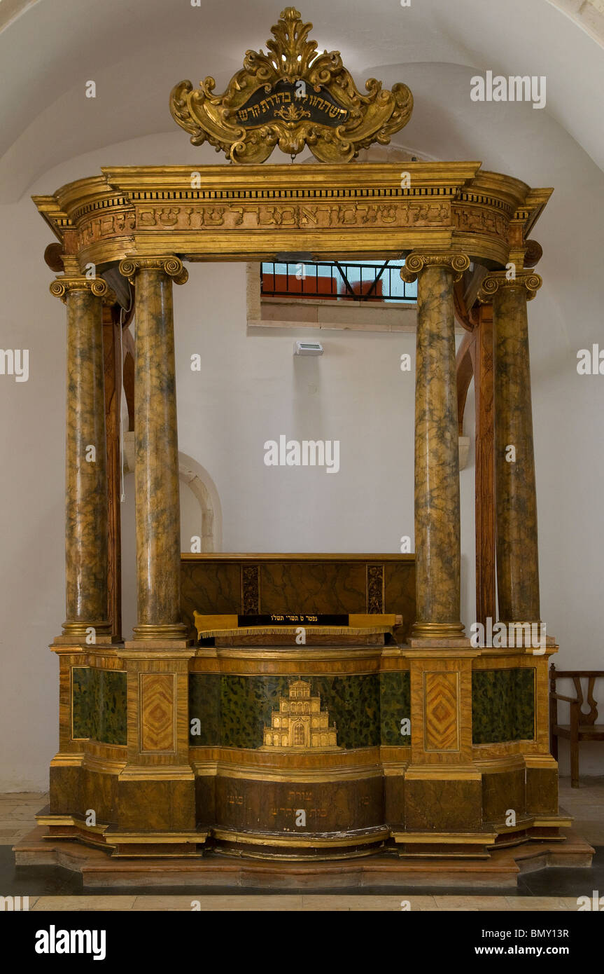 An old wooden closet in which Jewish Torah scrolls at the Istanbuli ...