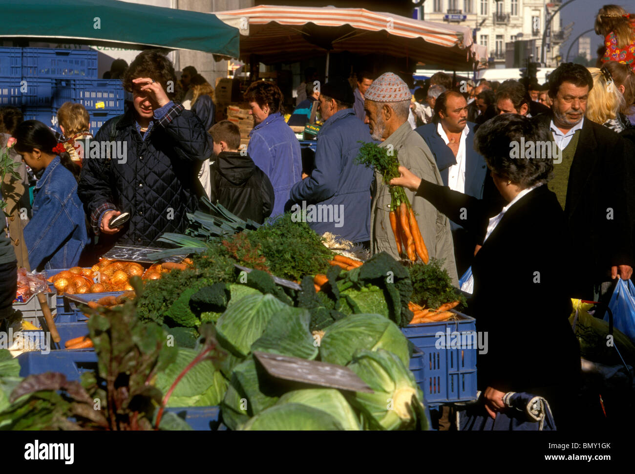 People shoppers Midi Market near Gare du Midi city of Brussels Brussels ...