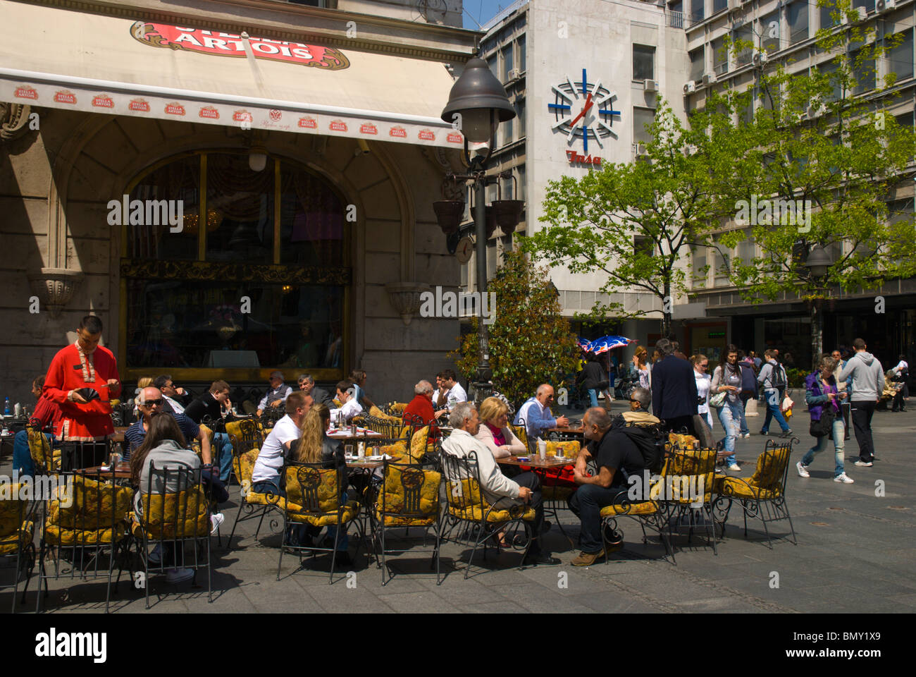 Cafe terrace Stari Grad the old town central Belgrade Serbia Europe ...