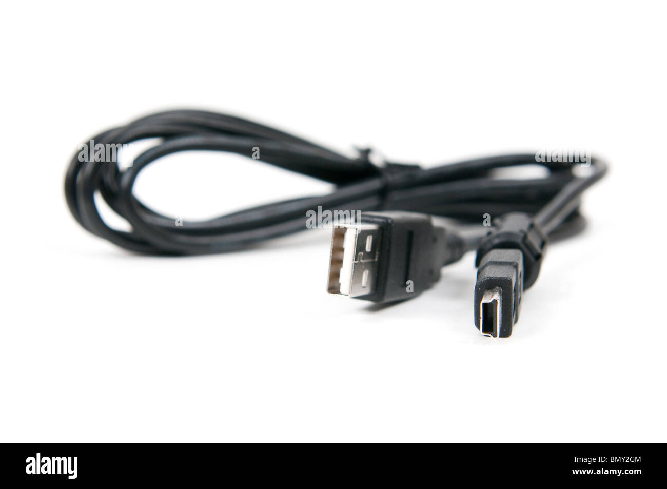 usb to mini-usb cable isolated on white background Stock Photo - Alamy