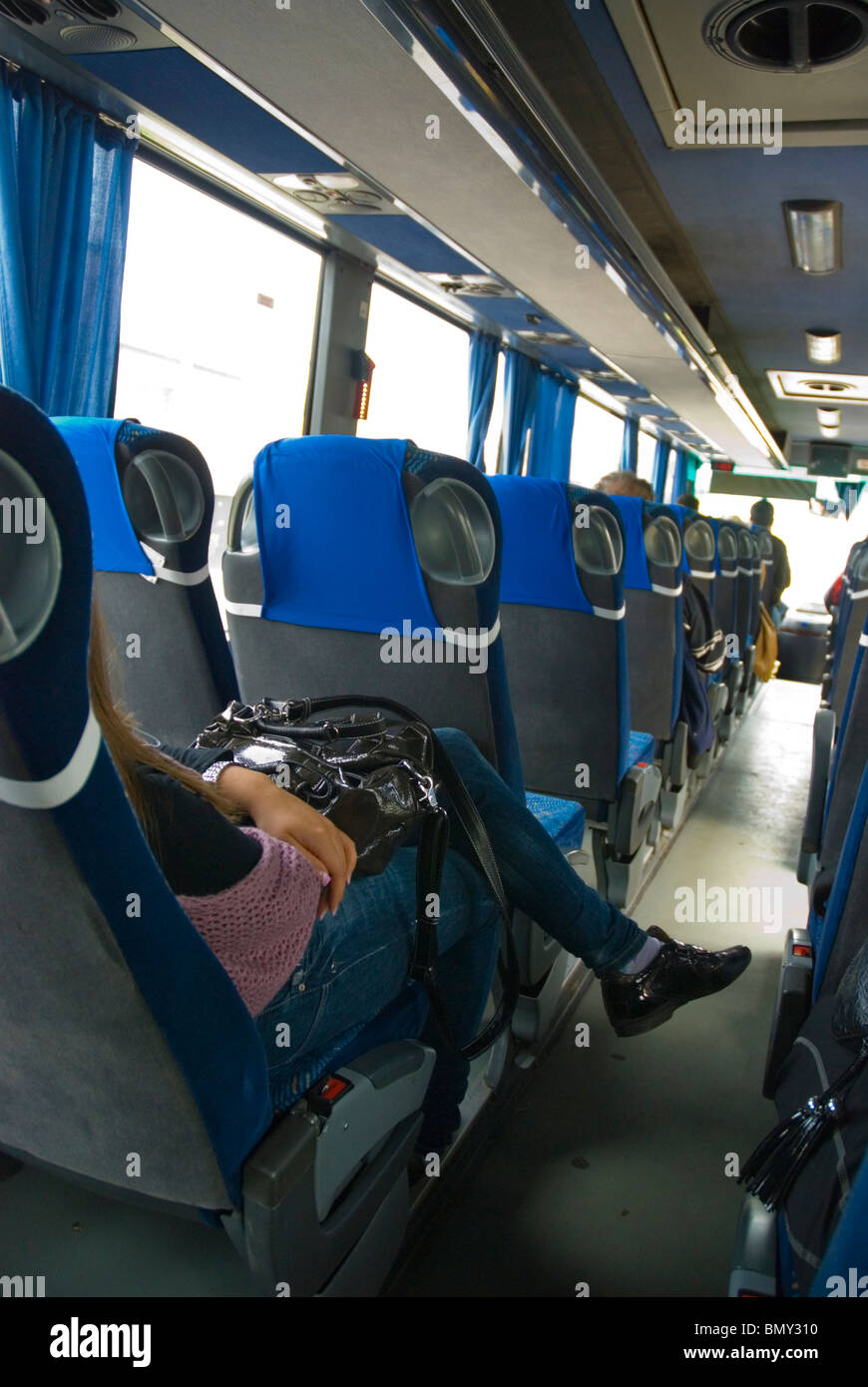 People on long-distance bus in Serbia Europe Stock Photo - Alamy
