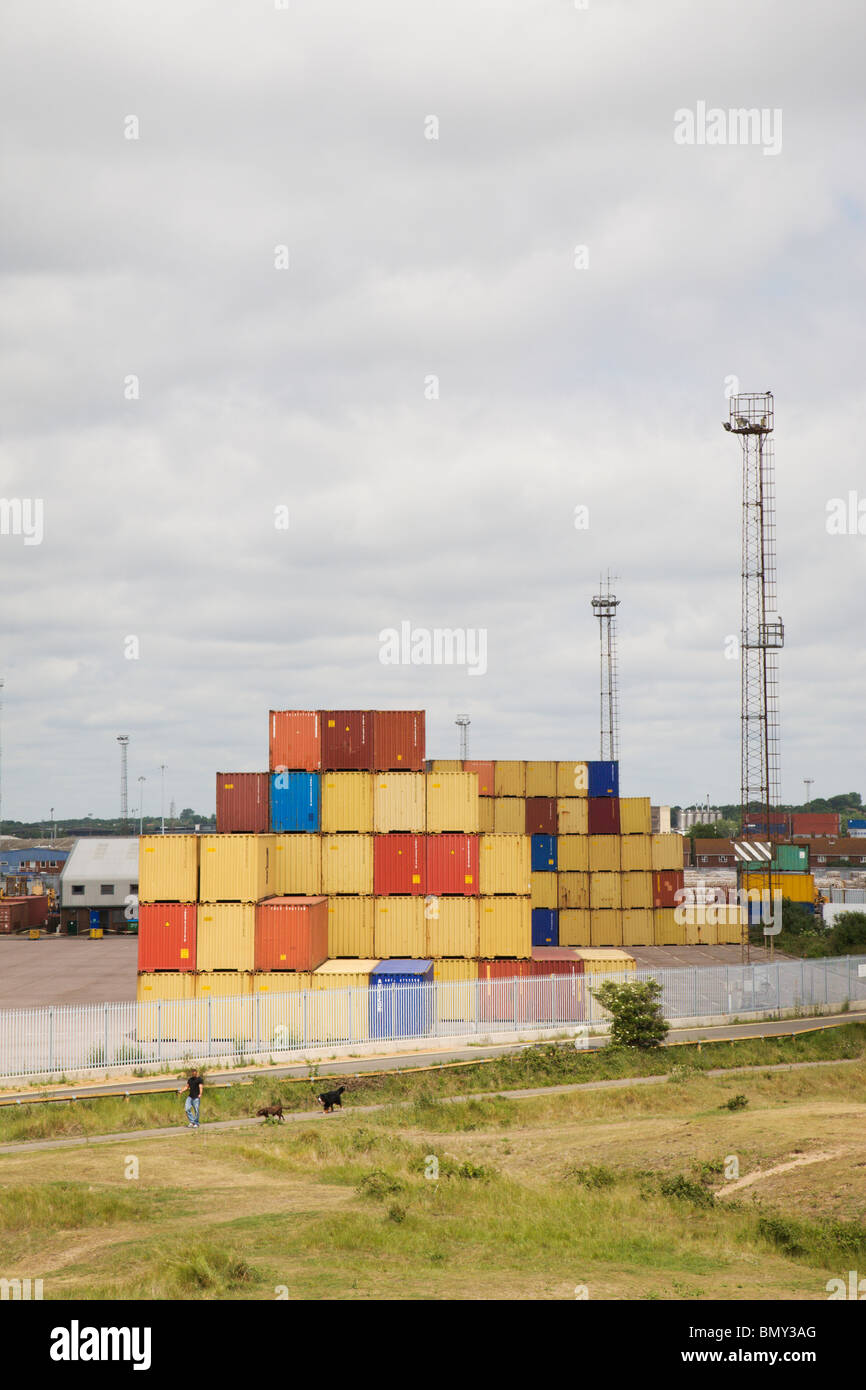 Stacked shipping containers felixstowe hi-res stock photography and ...