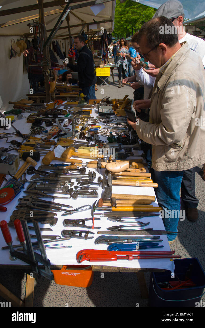 Tools at Strasse des 17 Juni antiques and flea market Tiergarten Berlin ...