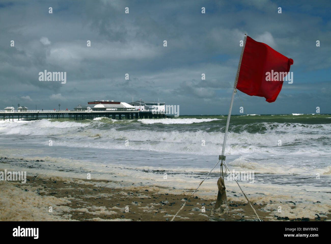 Cromer weather . A red flag indication danger as high winds and seas ...