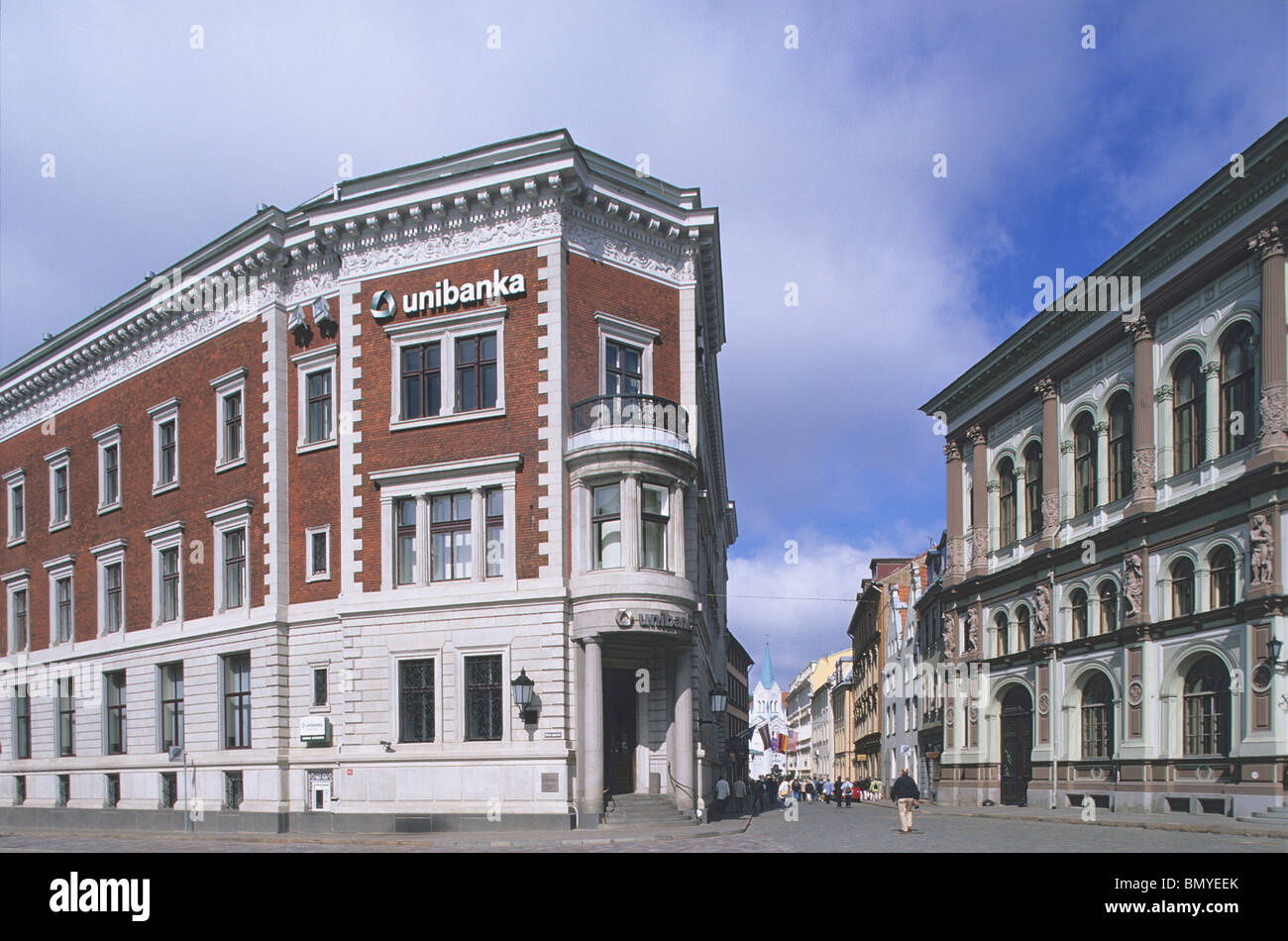 Latvia,Riga,Old Town ,Doma laukums square,Art Nouveau Buildings Stock ...