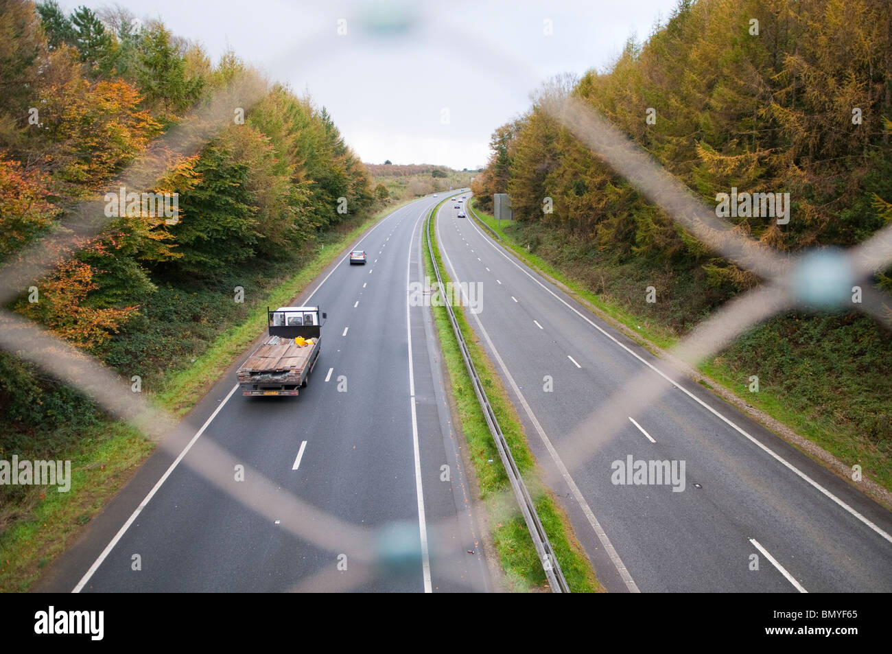 A view of the A30 from a bridge, near Bodmin, Cornwall Stock Photo - Alamy