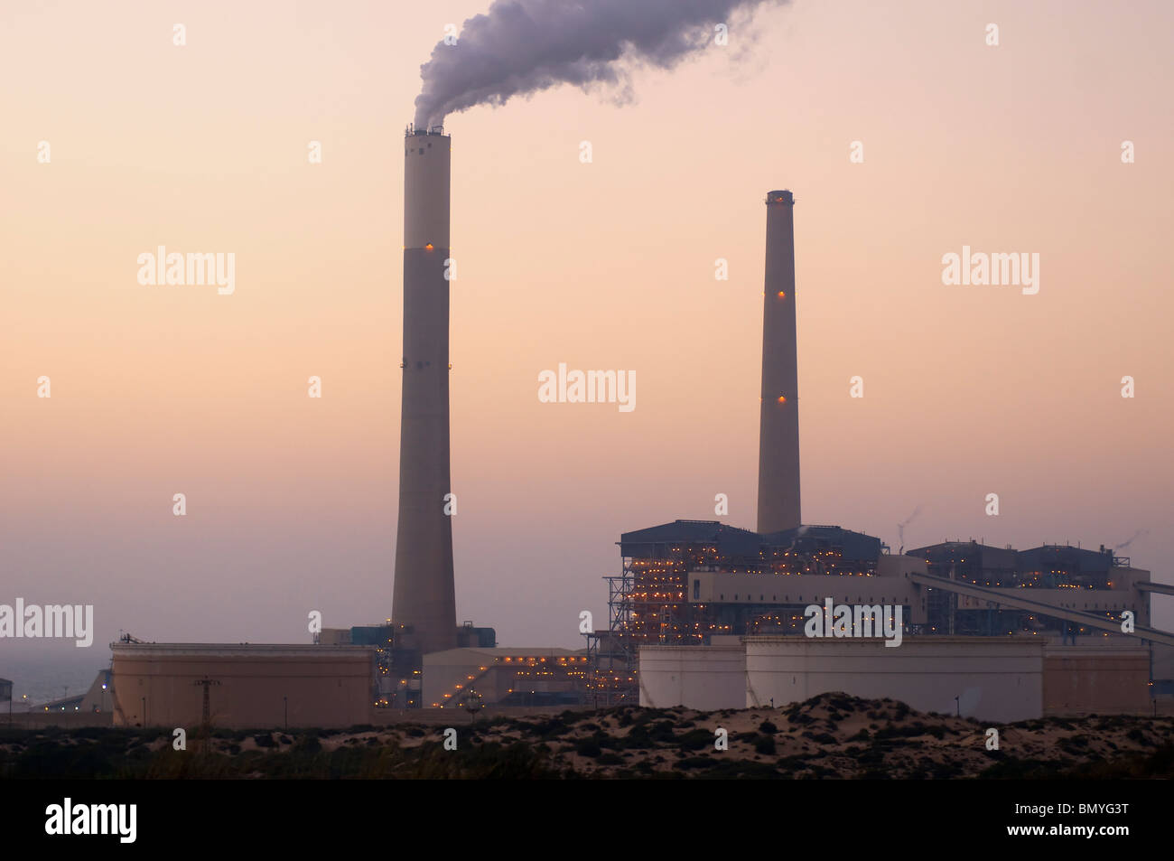 The coal-fired power plant Rutenberg Power Station operated by Israel ...