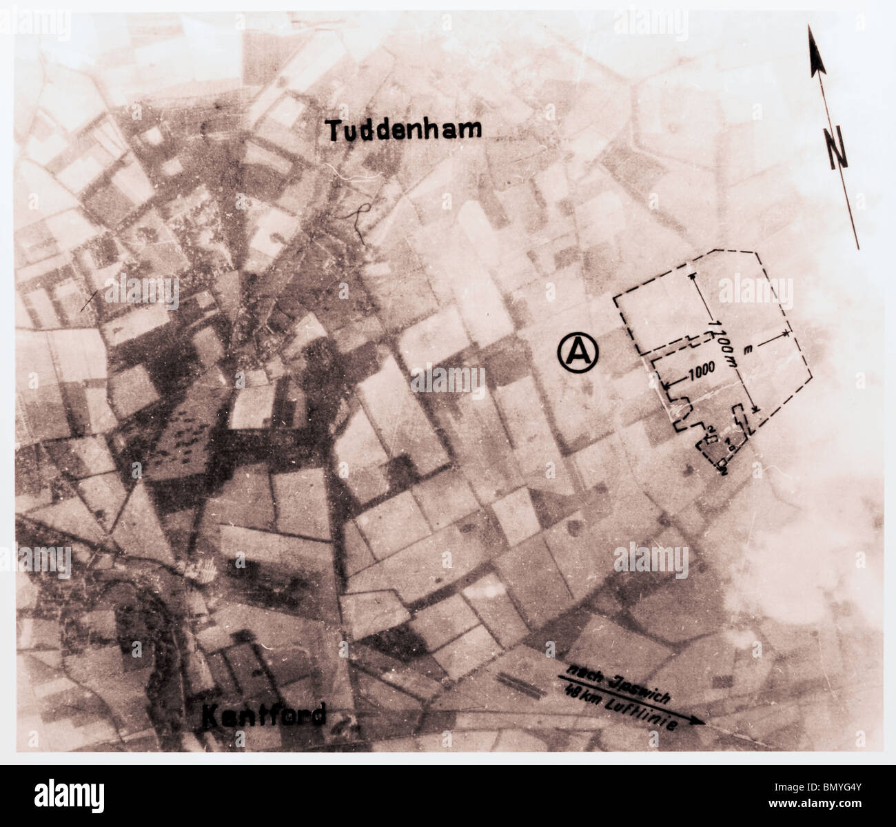 Tuddenham, Nr. Bury St. Edmunds - Suffolk 1940 Airfield Stock Photo - Alamy