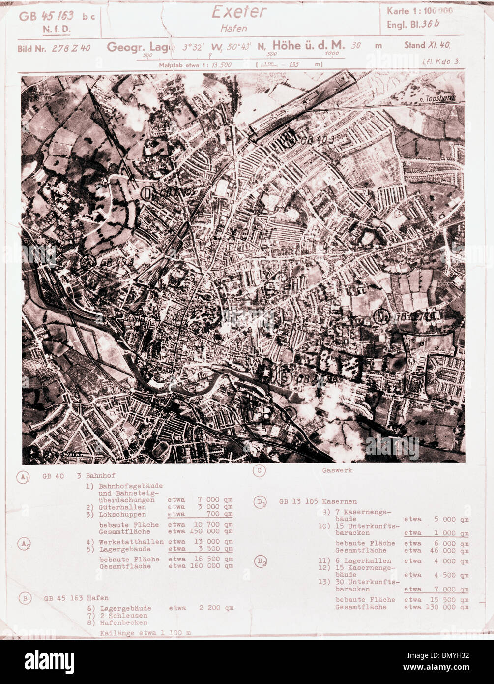 Exeter - Devon November 1940 Railway Station & Works, Docks, Gasworks ...