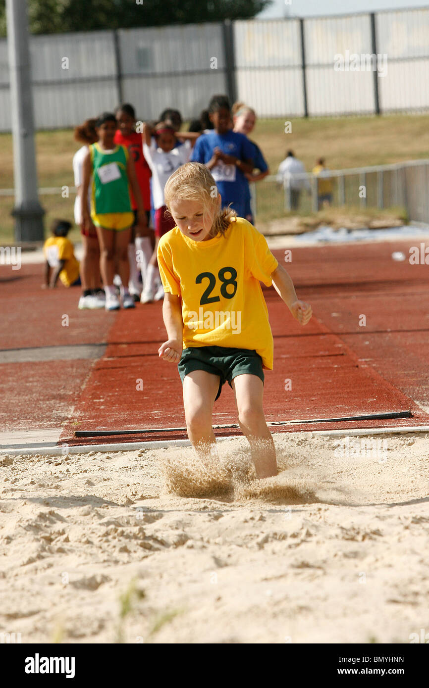 School sports day long jump hi-res stock photography and images - Alamy