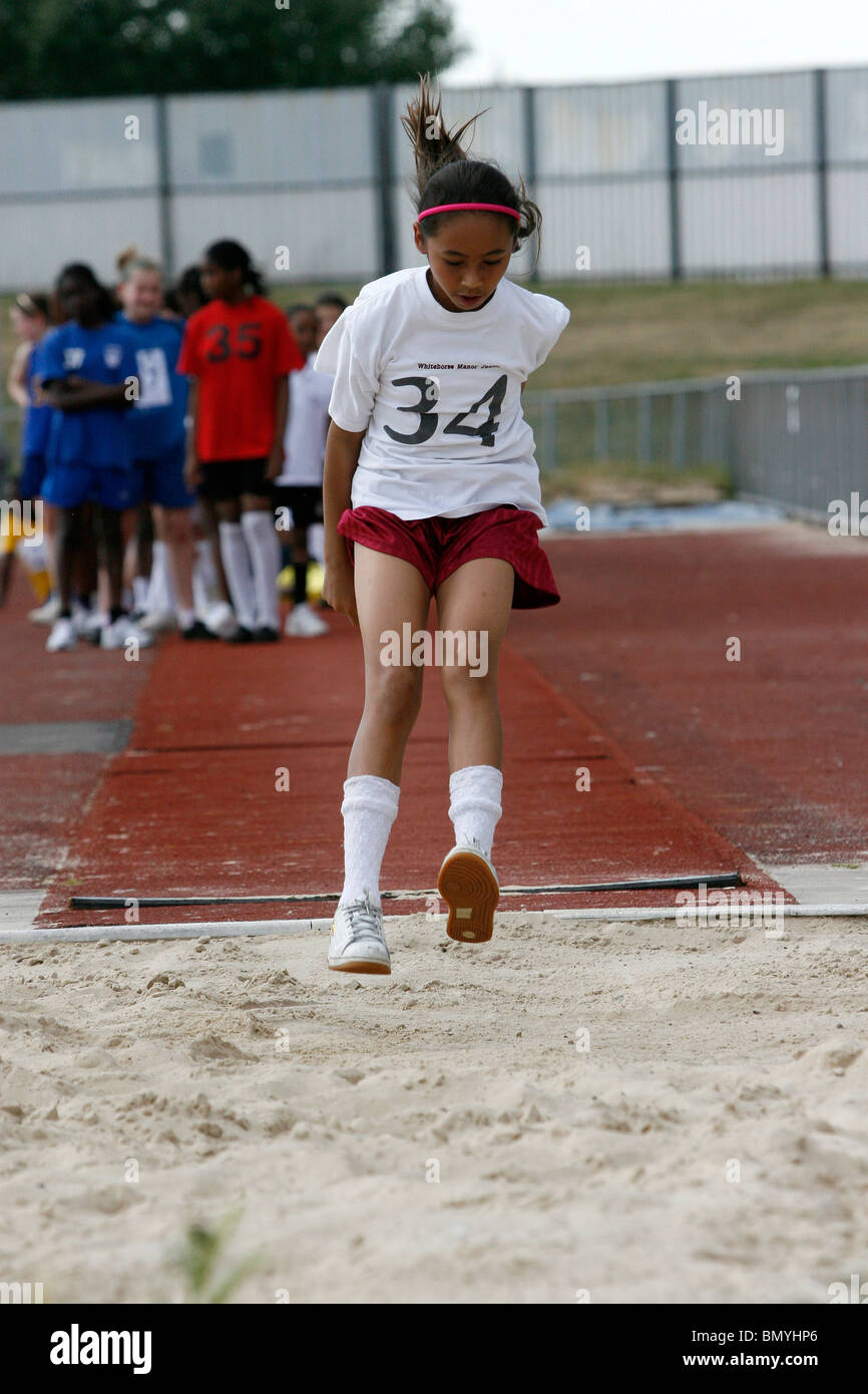 School sports day long jump hi-res stock photography and images - Alamy