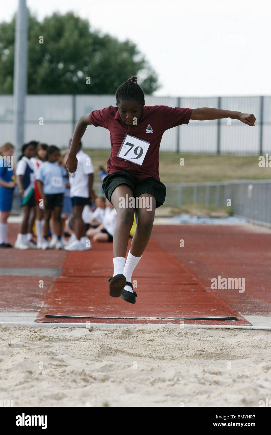 School sports day long jump hi-res stock photography and images - Alamy