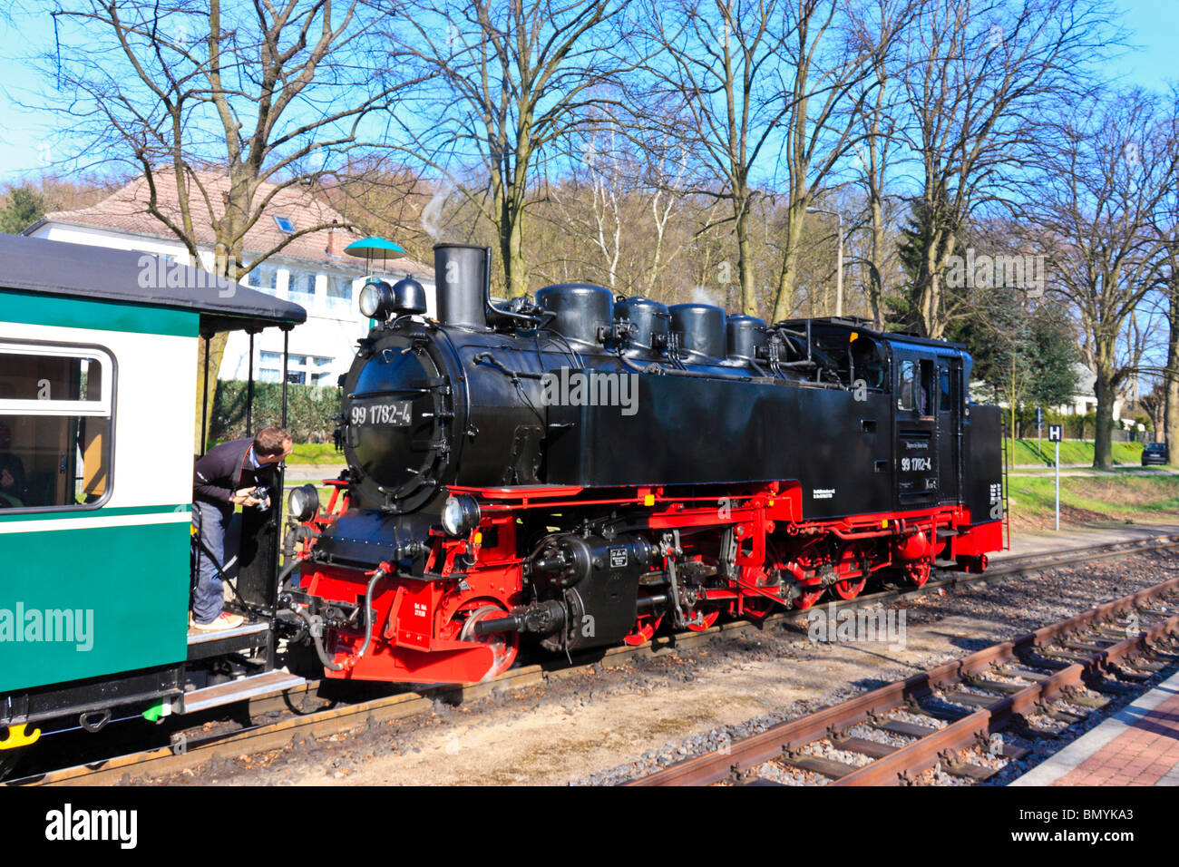 Narrow Gauge Steam Train "Rasender Roland" in Putbus, Ruegen Stock ...