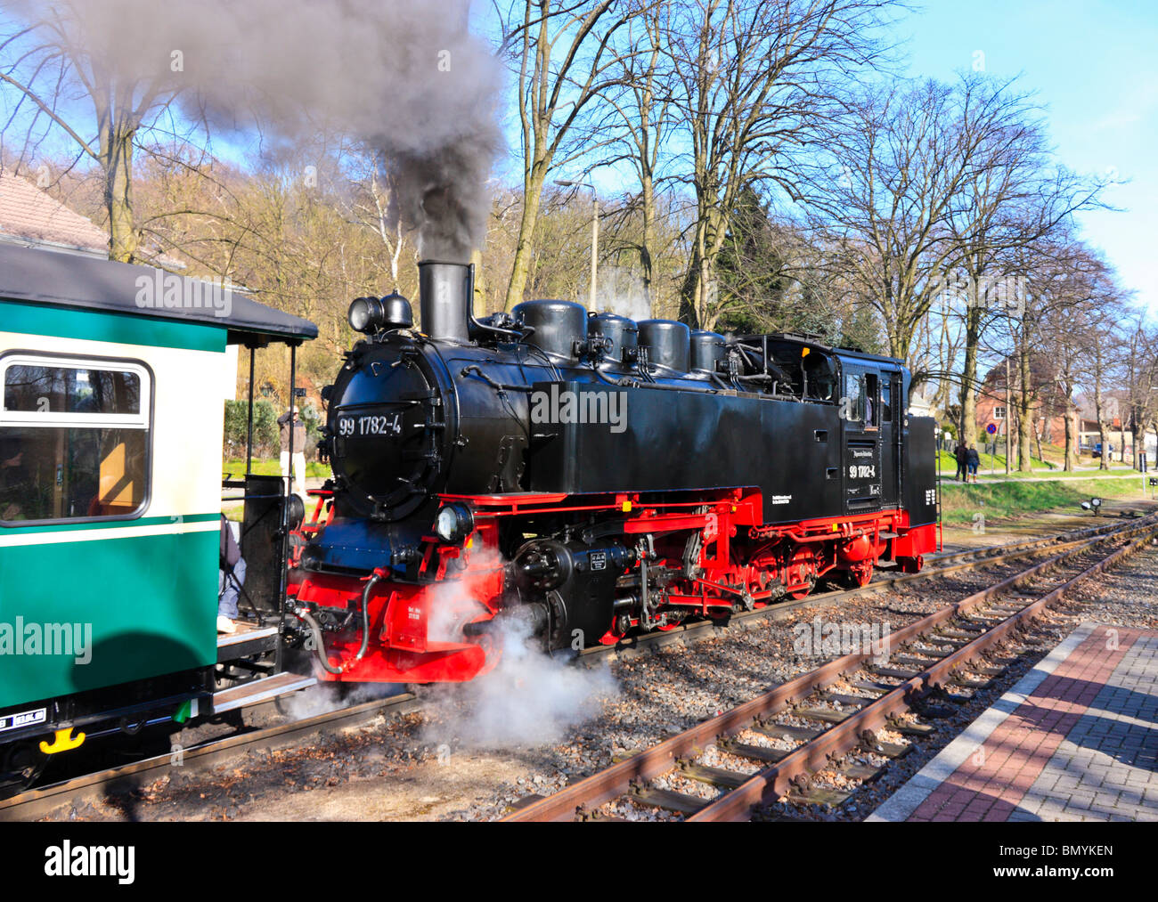 Narrow Gauge Steam Train "Rasender Roland" in Putbus, Ruegen Stock ...