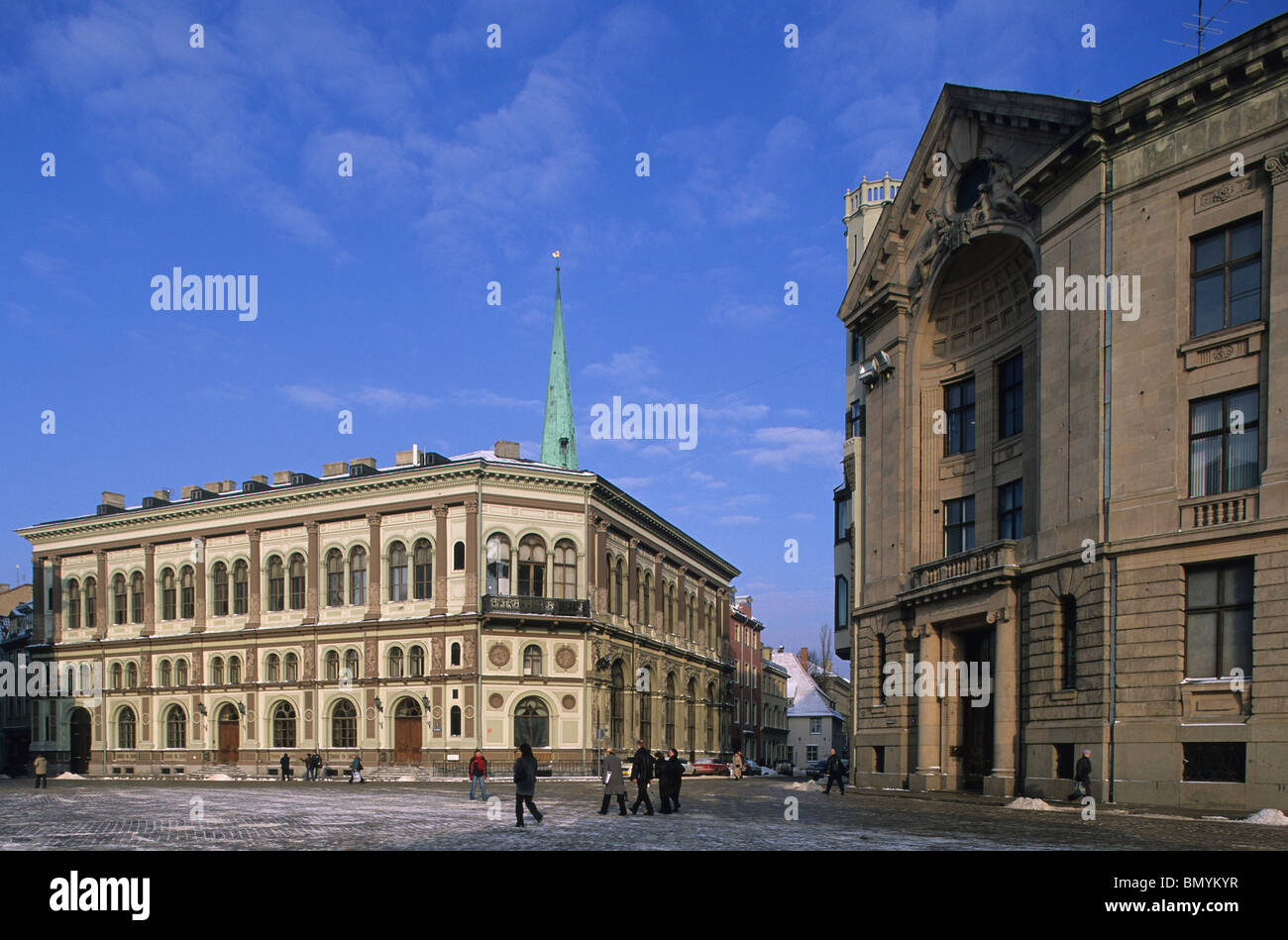 Latvia,Riga ,Old town ,Doma laukums square,Art Nouveau Buildings Stock ...