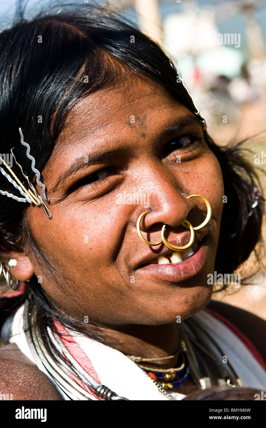 Portrait of a Dongariya Kondh woman wearing her traditional clothing ...