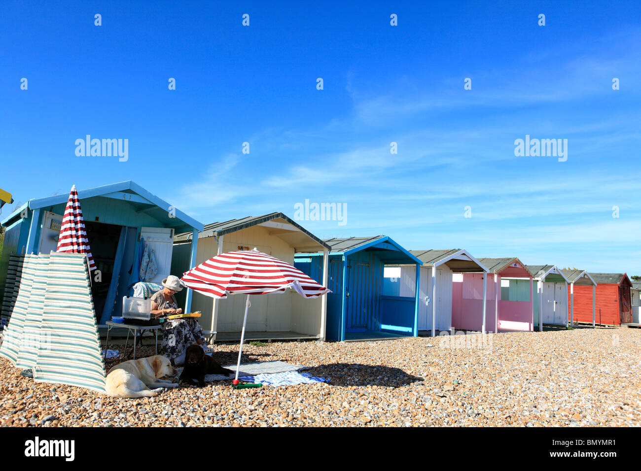 united kingdom west sussex rustington beach huts Stock Photo - Alamy