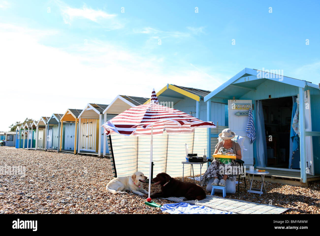 united kingdom west sussex rustington beach huts Stock Photo - Alamy