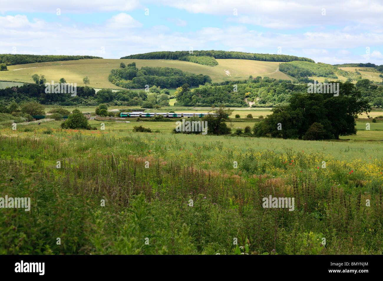 train passing through valley countryside landscape Stock Photo - Alamy
