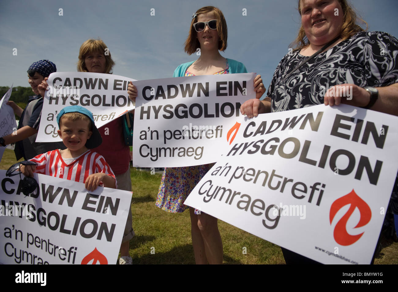 A protest by members of the Welsh Language Society against closure of ...