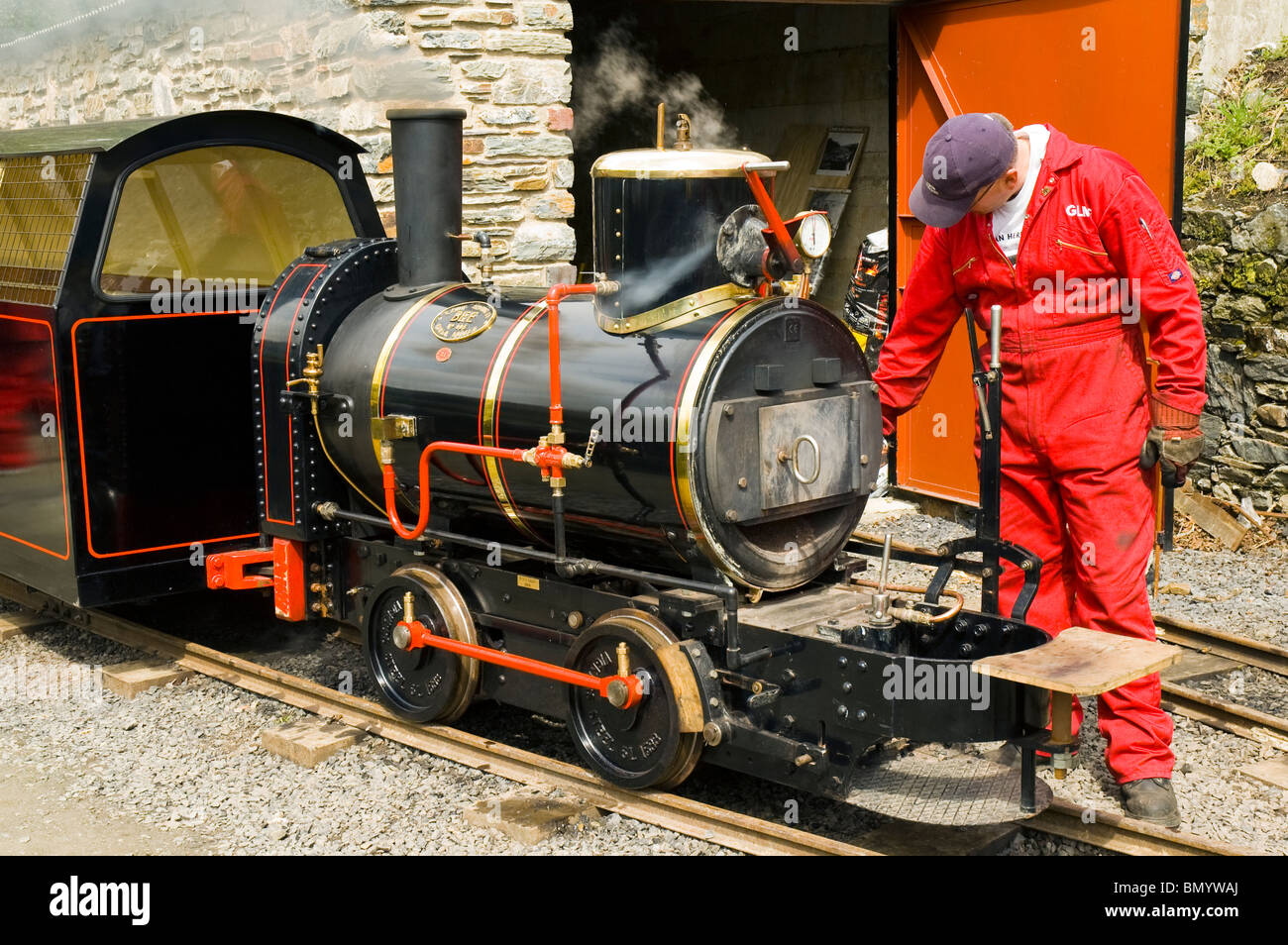 Replica Lewin steam locomotive at the Great Laxey Mine Railway, Laxey ...