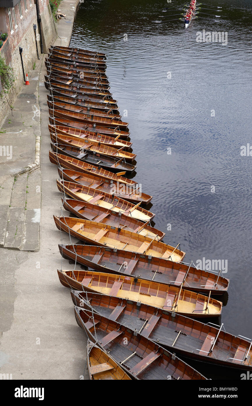 Rowing Boats on the side of the River Wear, Durham, North East England ...